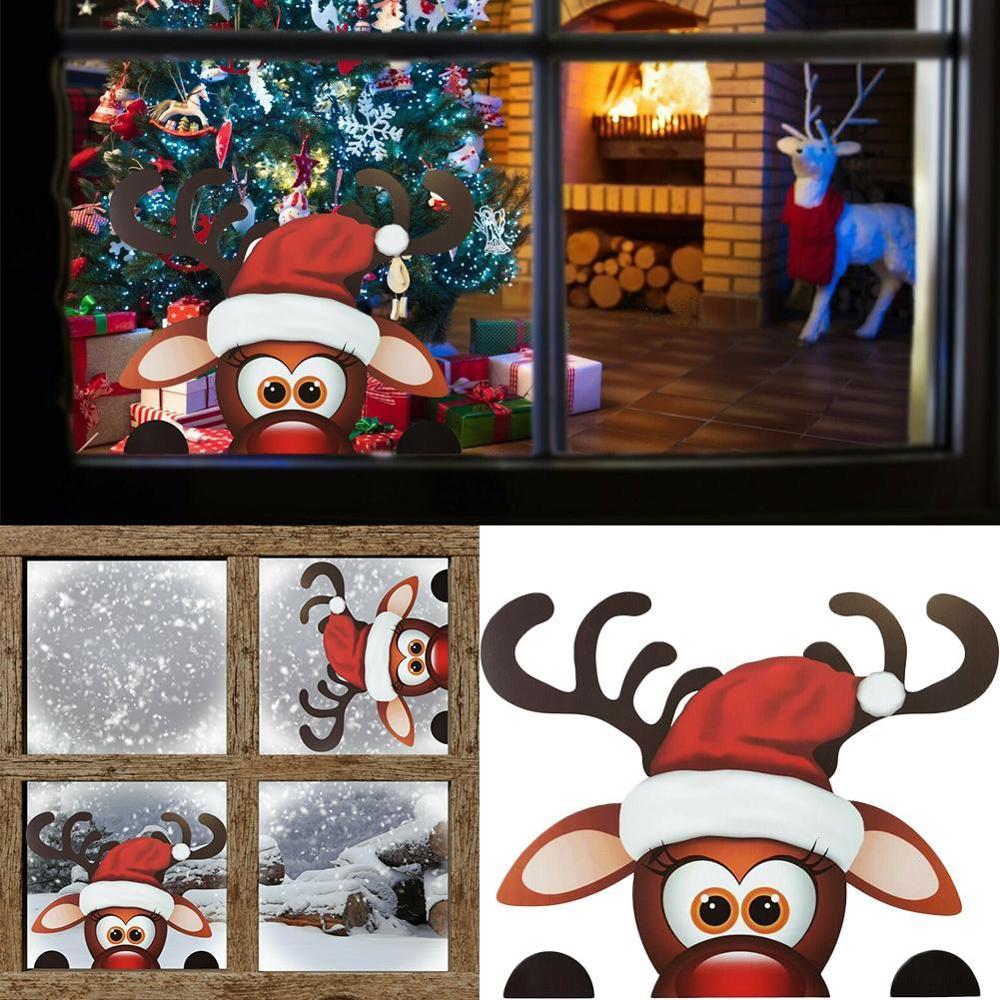 2x Large Christmas Reindeer Window Stickers Festiv... – Grandado
