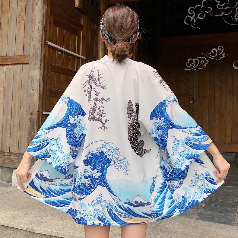 Japanse Retro Uki Print Kimono Vest Shirt Voor Vol... – Vicedeal