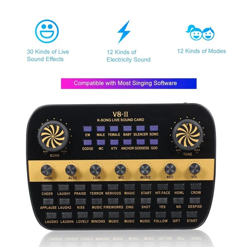 V8 Updated Live Sound Card ligent Volume Adjustabl... – Vicedeal