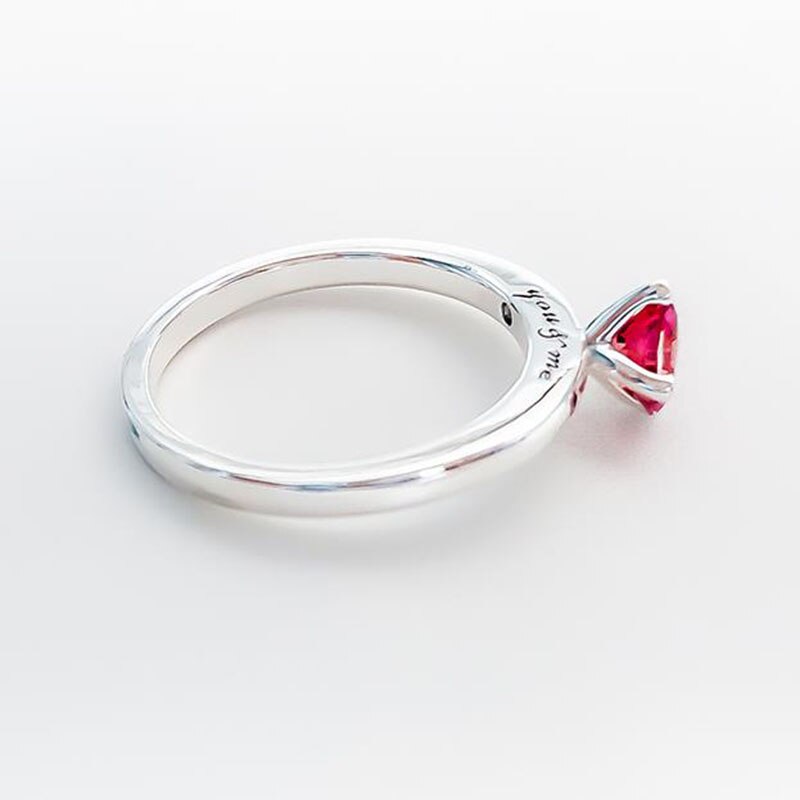 100% 925 кольцо Silver Pan Ring Rose Red Heart Pan... – Grandado