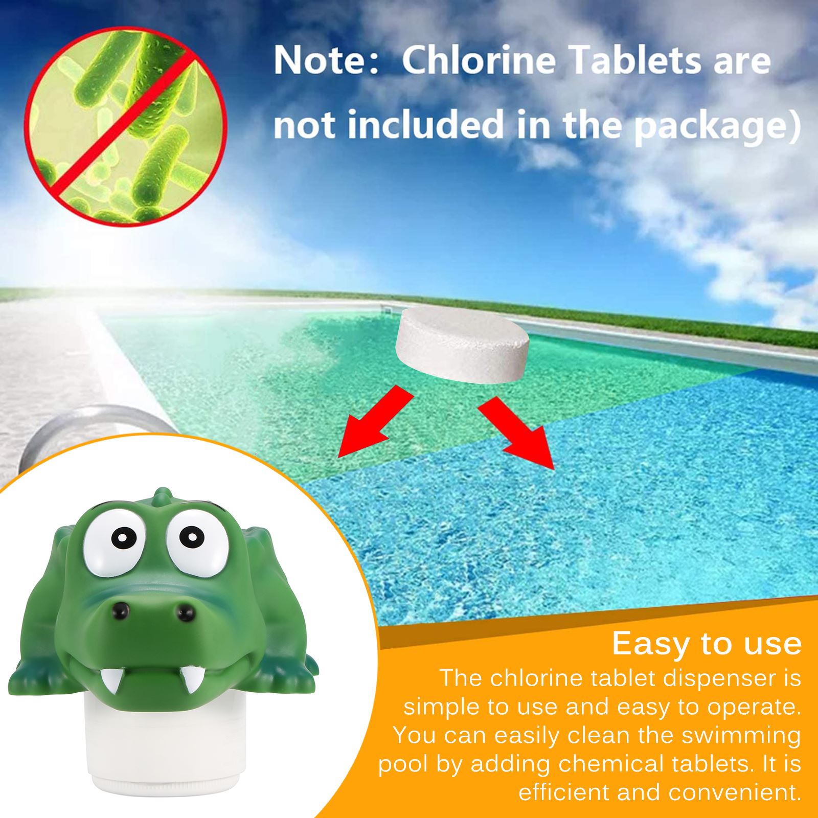 Cute Crocodile Chlorine Dispenser Pool Floating Di... – Grandado
