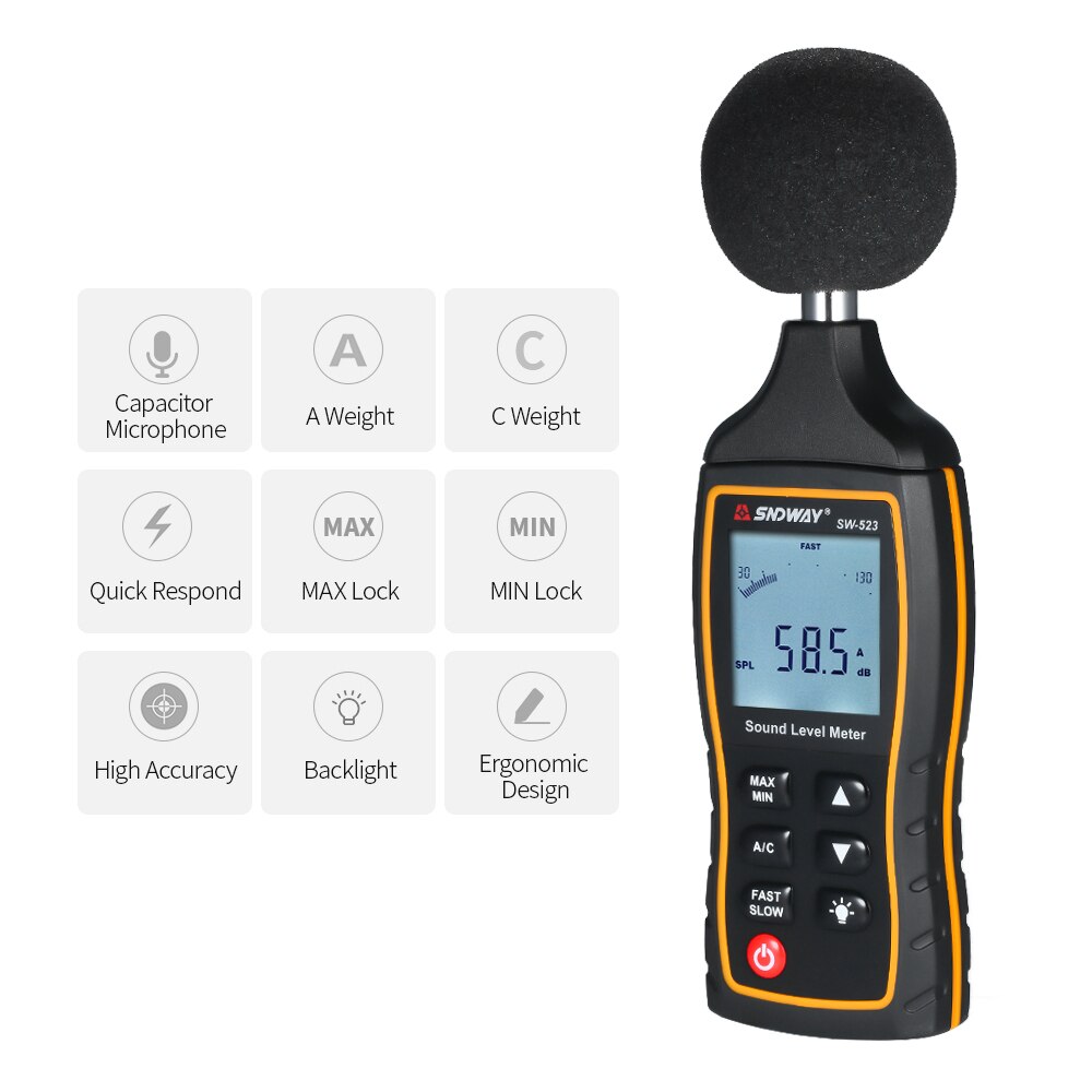 SNDWAY High Accuracy LCD Digital Noisemeter Sound ... – Grandado