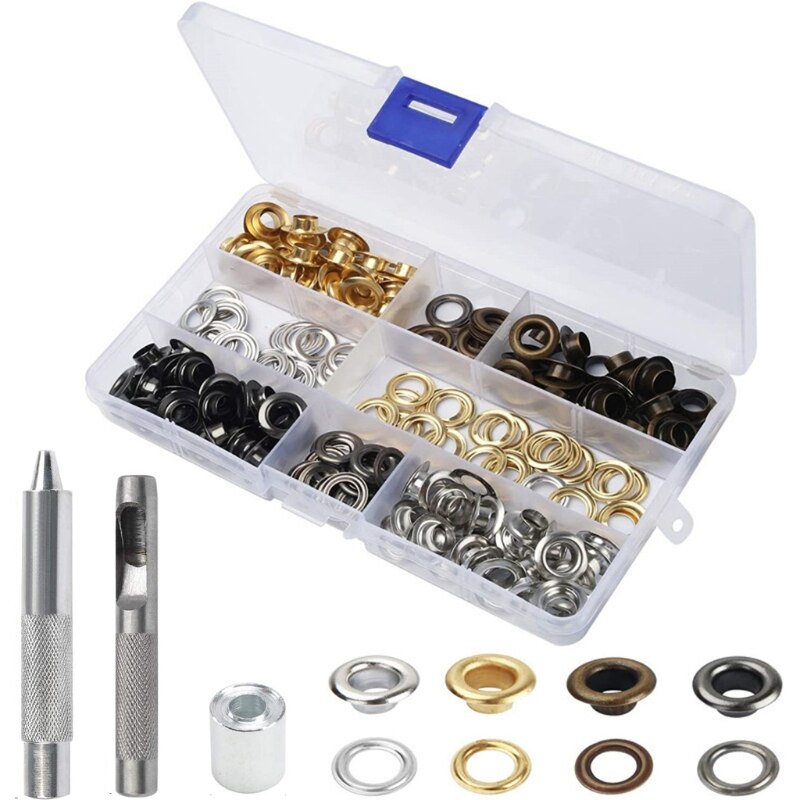 100 Sets Punch Oogjes Set 4 Kleuren 8 Mm Grommet Tool Kit Koper Met ...