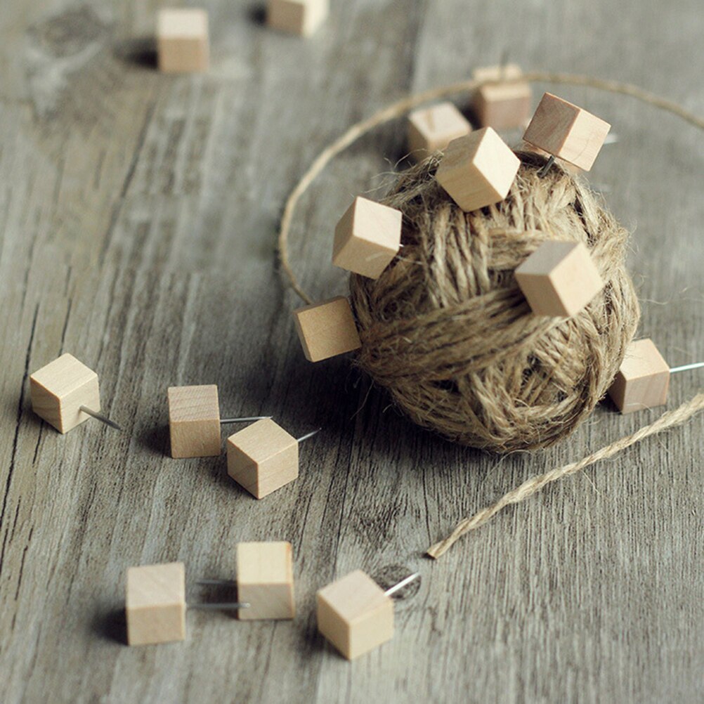 100pcs Cubic Wood Push Pins Wooden Thumb Tacks for... – Grandado