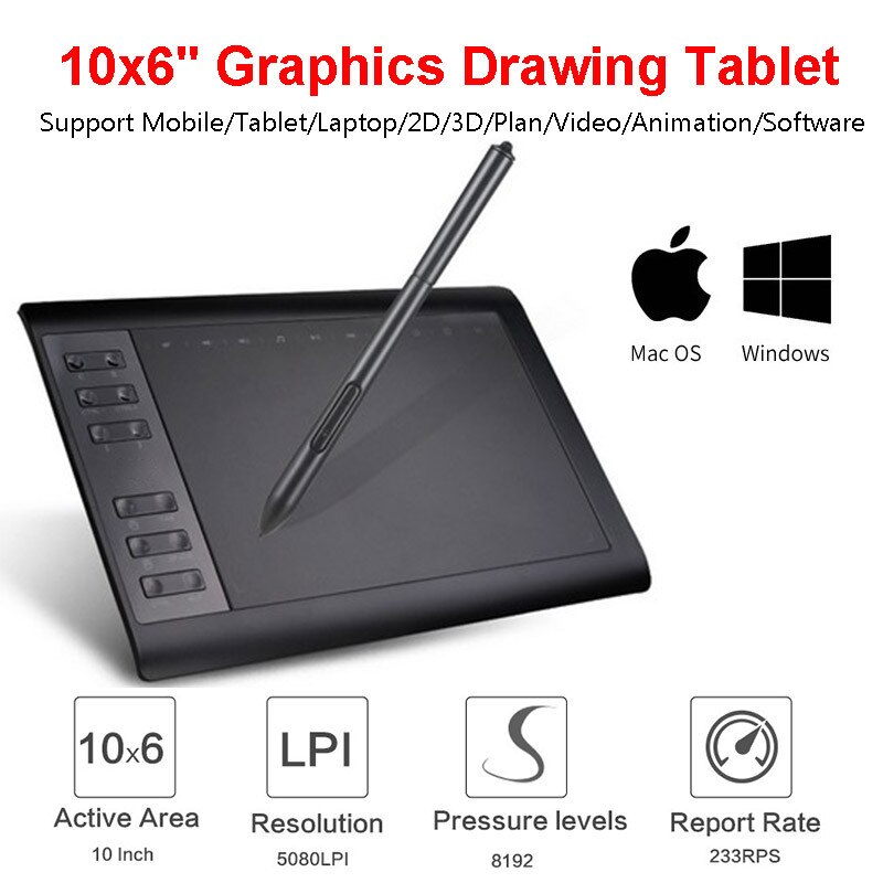 10*6 Inch Graphic Tablet 8192 Levels Digital Drawi... – Vicedeal