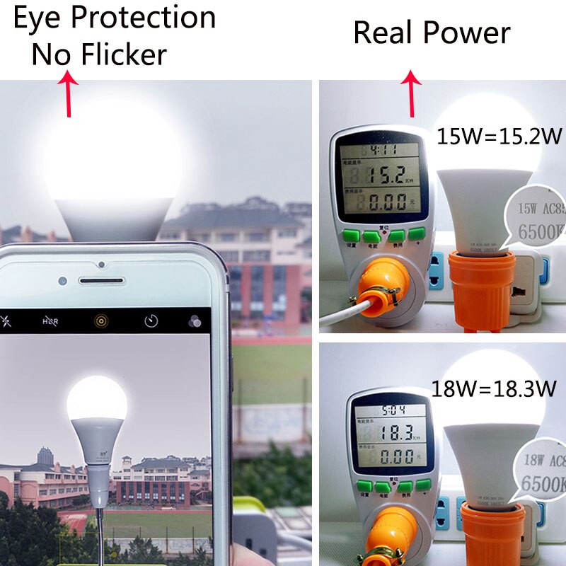 E27 Led-lampe Lampen 18W 15W 12W 9W 7W 5W 3W AC 22... – Vicedeal