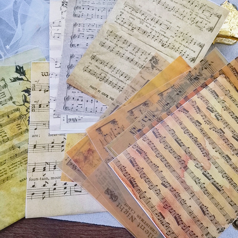 16Pcs Old Music Book Pages Background Material Pap... – Grandado