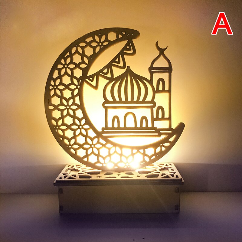 Led Lantaarn Licht Eid Mubarak Moon Star Houten Or... – Grandado