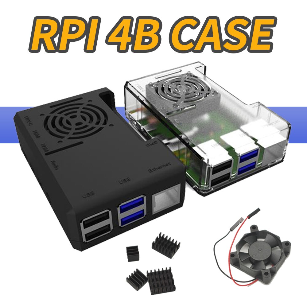 Raspberry Pi 4B Case Abs Behuizing 2 Ccolors Zwart... – Vicedeal