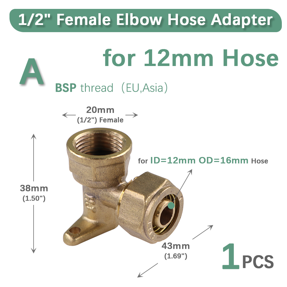 1/2" Female Thread Brass Elbow Hose Adapter with B... – Grandado