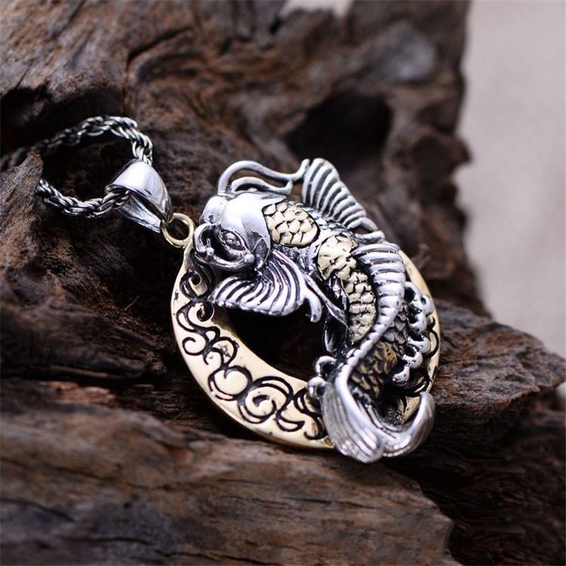 V.YA 925 Sterling Silver Fish Pendant Silver Carp ... – Grandado