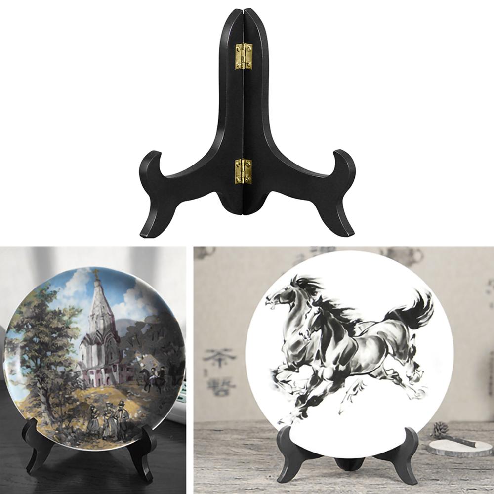 4PCS Black Wooden Display Easel Stand Plate Bowl P... – Grandado