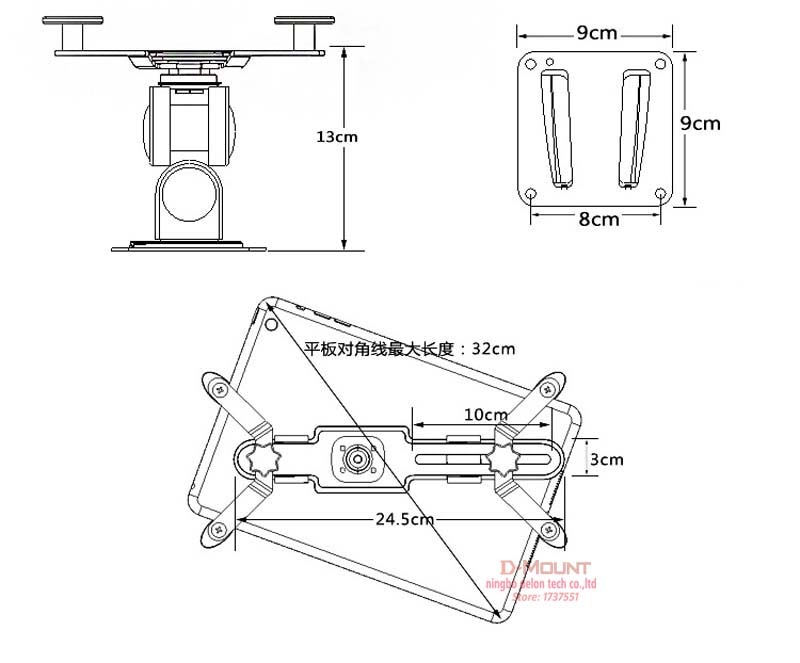 DL-TBM-L02 universal aluminum 3.5"-12" tablet wall... – Grandado