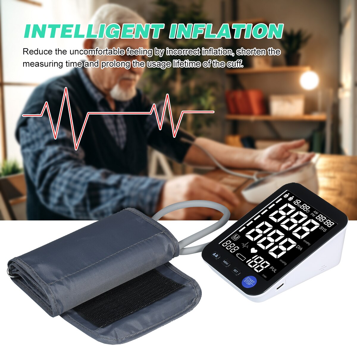 Automatic Upper-arm Blood Pressure Monitor Digital... – Vicedeal