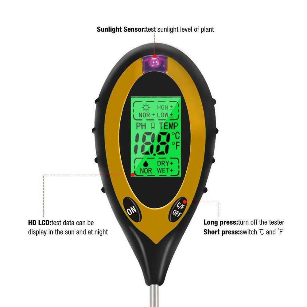 4 In 1 Digital Soilquality Moisture Sunlight PH Me... – Grandado