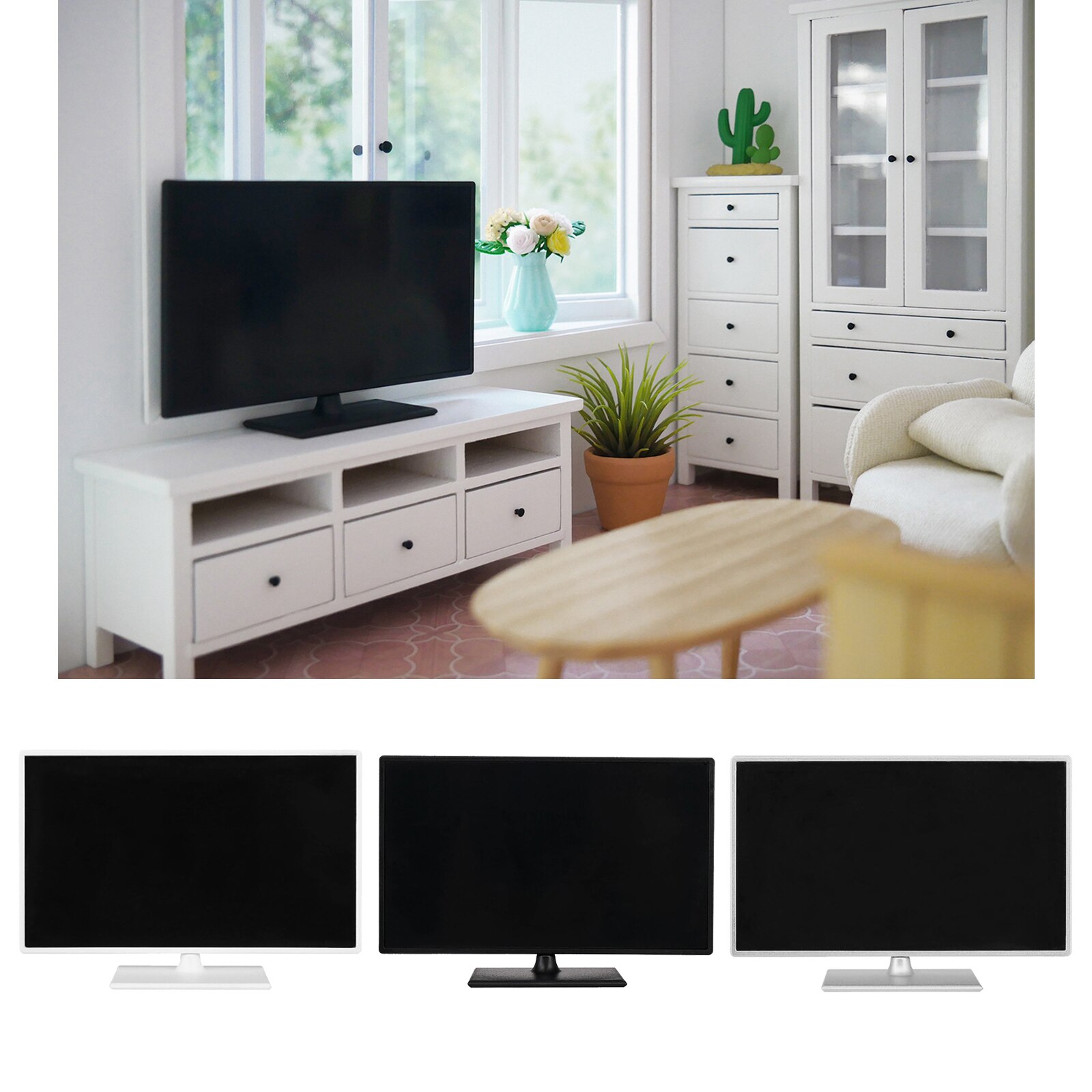 1:12 Dollhouse Miniature LCD TV Television Furnitu... – Grandado