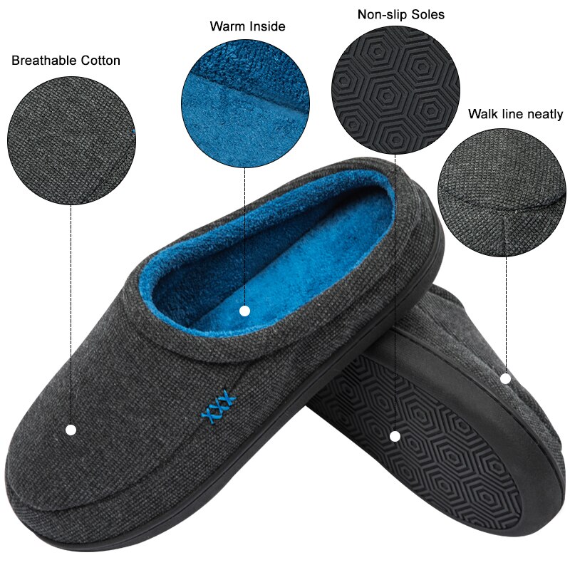 Winter Huis Mannen Bont Slippers Zachte Memory Foa... – Vicedeal