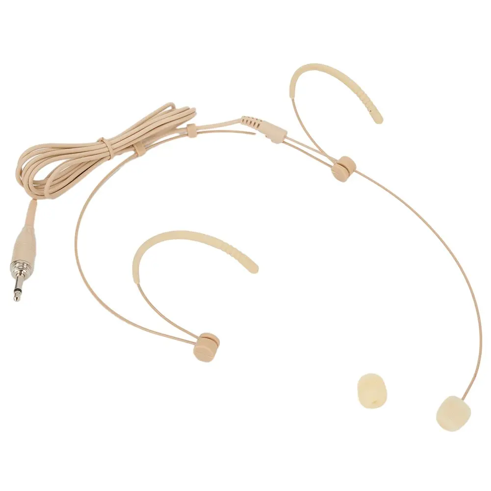 Beige Double Earhook Headset Mic Headworn Micropho... – Grandado