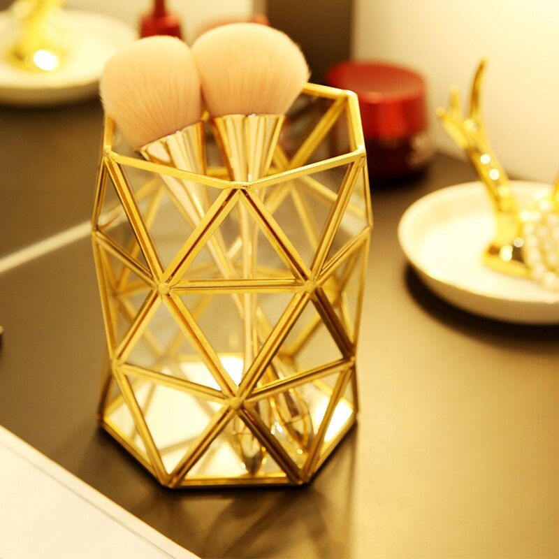 Gold Glass Storage holder Nordic Makeup Organizer ... – Vicedeal