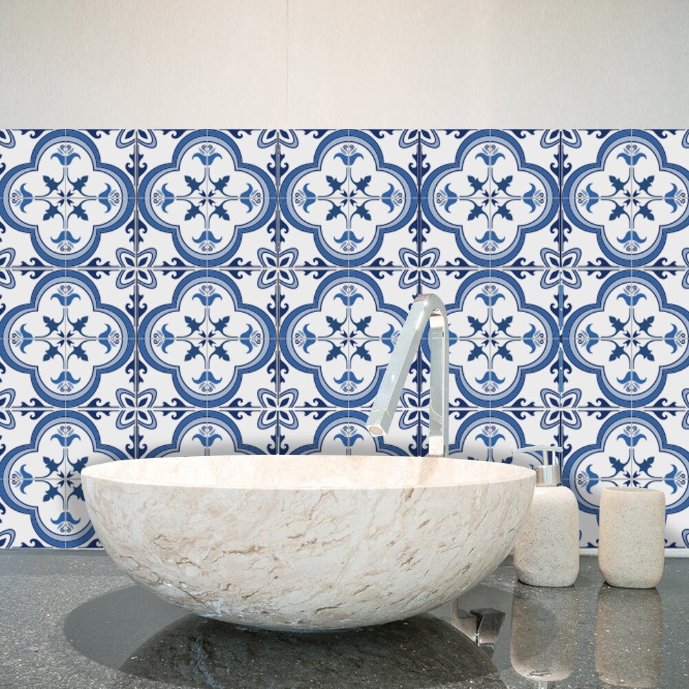 Blue Tile Stickers For Kitchen Bathroom PVC Self A... – Vicedeal