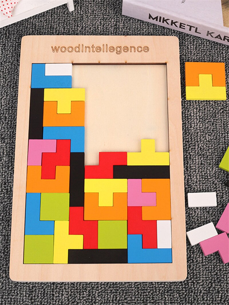 Wooden Puzzles Toys Jigsaw Board Rectangle Tetris ... – Grandado
