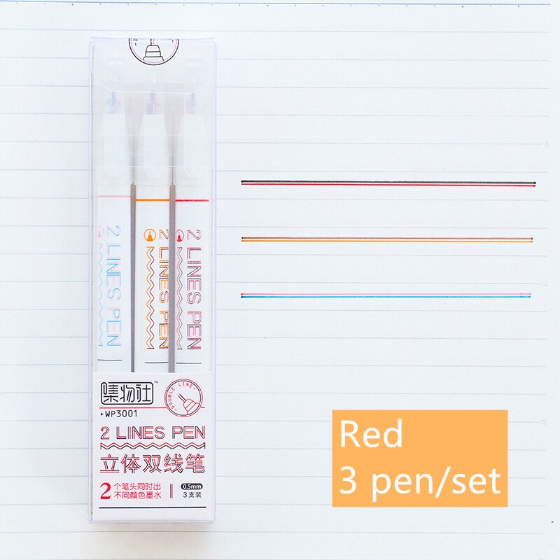 2 lines pen set Double line water ink Red Blue col... – Grandado