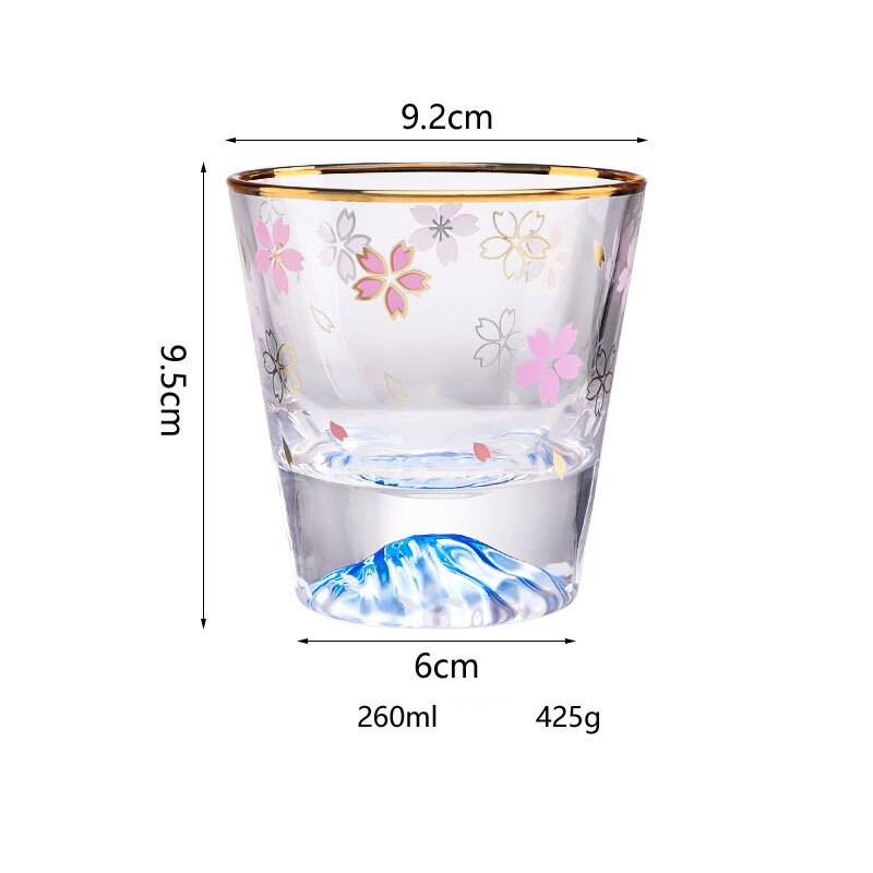 Japanese Cherry Blosso Cup Mount Fuji Crystal Wine... – Grandado