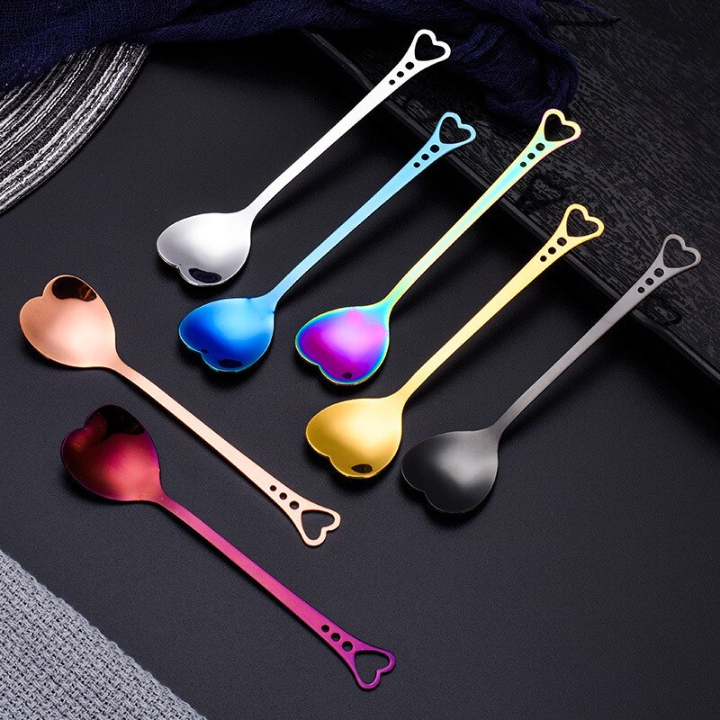 Rostfritt stål sked kärlek form långt handtag kaff... – Grandado