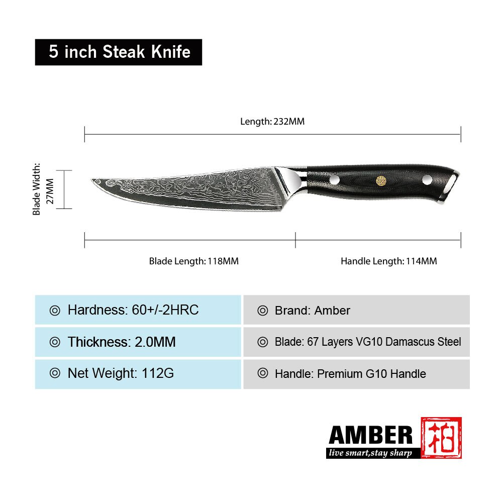 AMBER Japanese Kitchen Knife 67 Layer VG10 Damascu... – Grandado