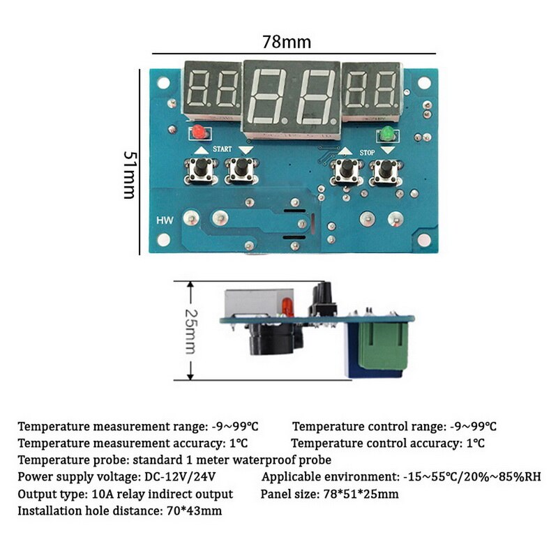 XH-W1401 Intelligent Digital Thermostat Temperature Control Switch Sensor Module with NTC Sensor ...