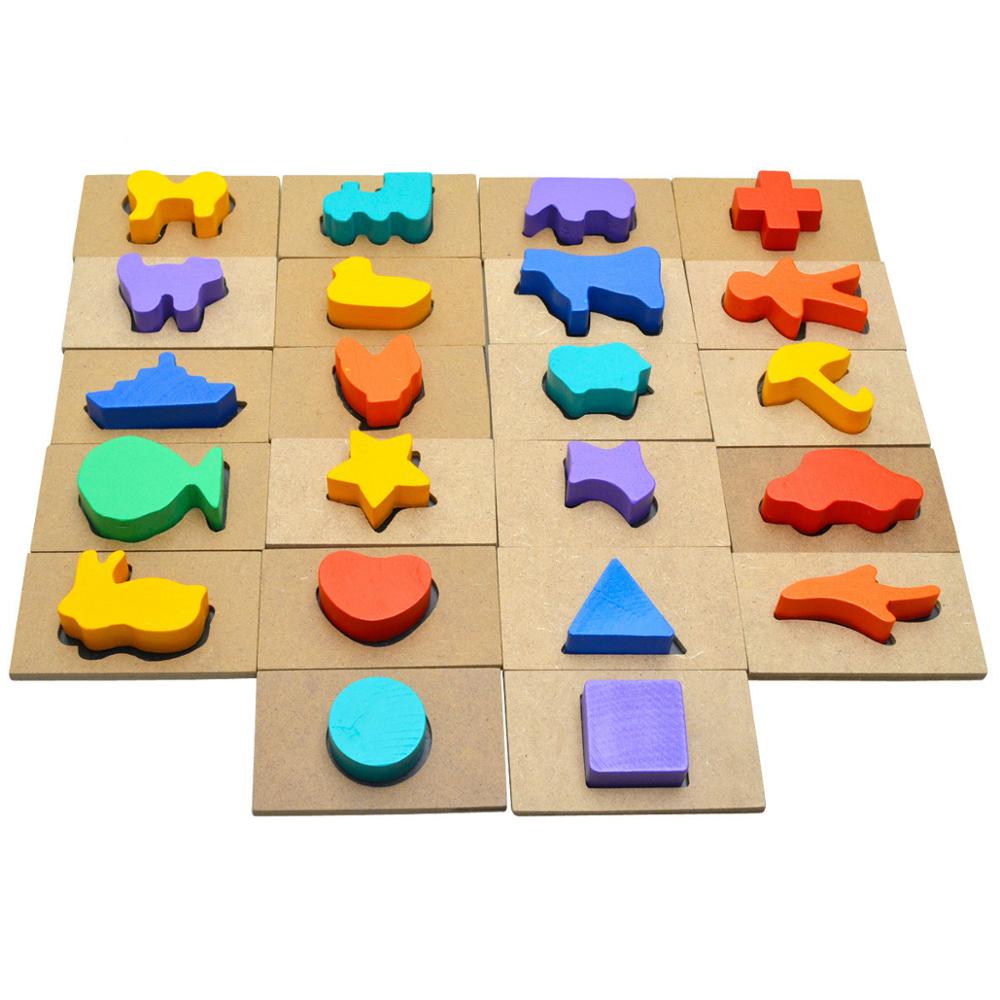 Wooden Puzzle Toys Shape Pairing Toys Finding Shad... – Grandado