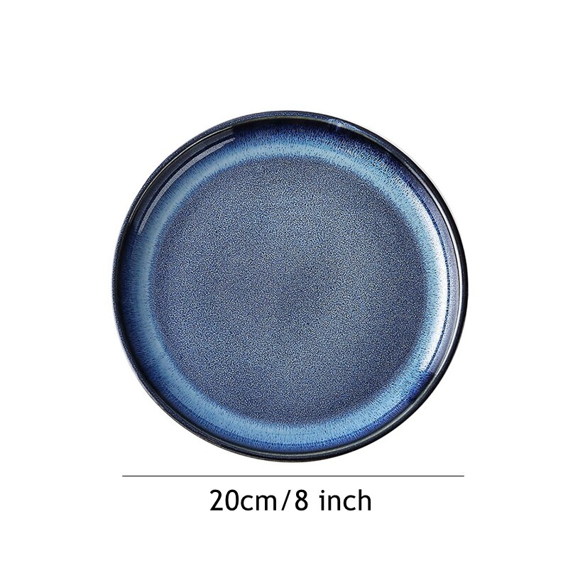 1pc Blue Ceramic Dinner Plate Cat Eye Dinner Dishe... – Grandado