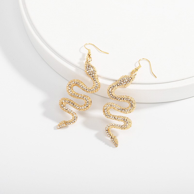 Cute Gold Snake Alloy Pendant Necklace & Earri... – Grandado