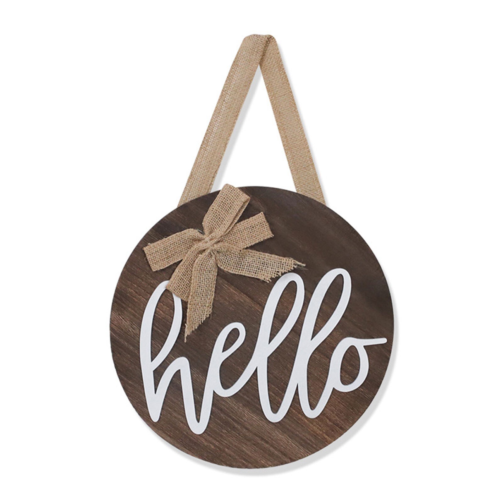 decoration Round Wooden Hanging Sign with Bow Hell... – Grandado
