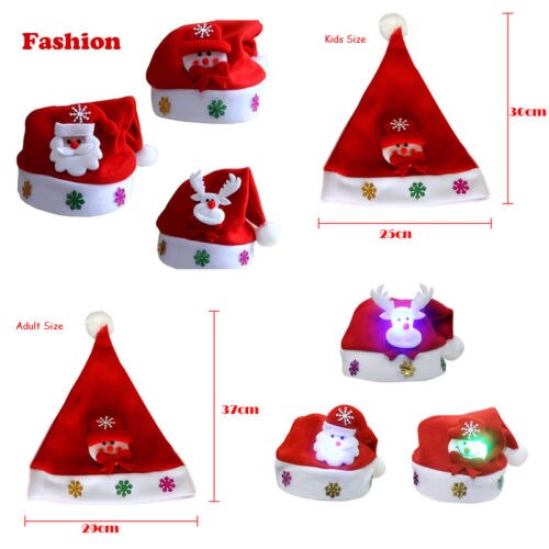 Kids Adult LED Christmas Hat Santa Claus Reindeer ... – Grandado