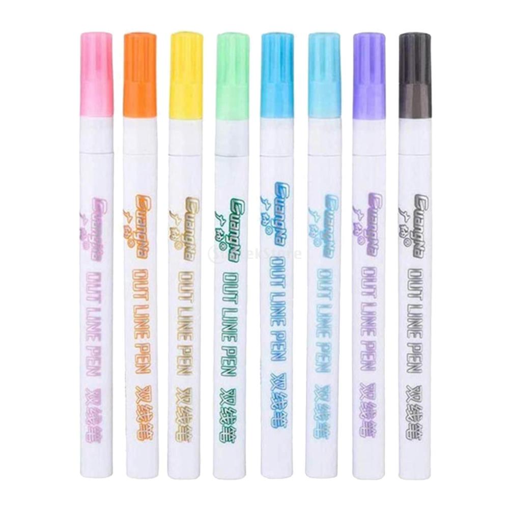 8-21Colors Self Outline Metallic Markers Permanent... – Grandado
