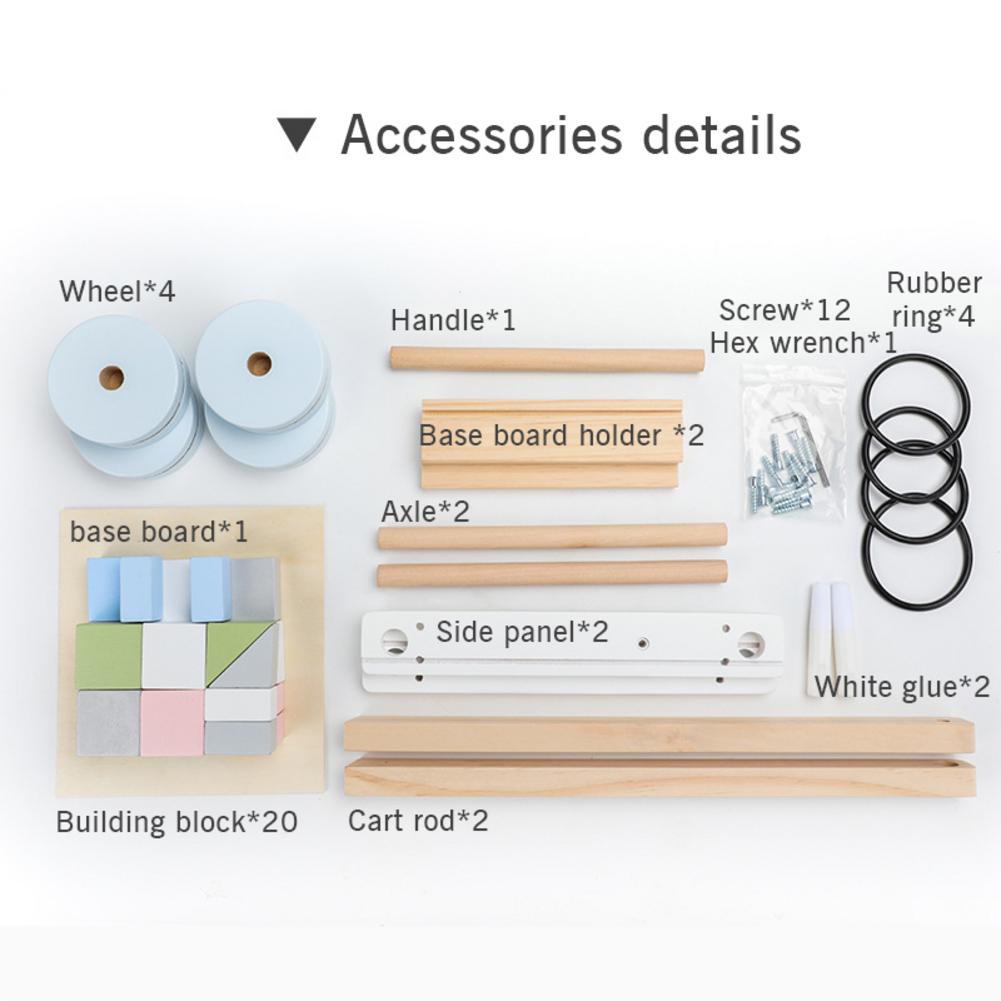 Wooden Baby Learning Walker Blocks And Roll Cart P... – Grandado