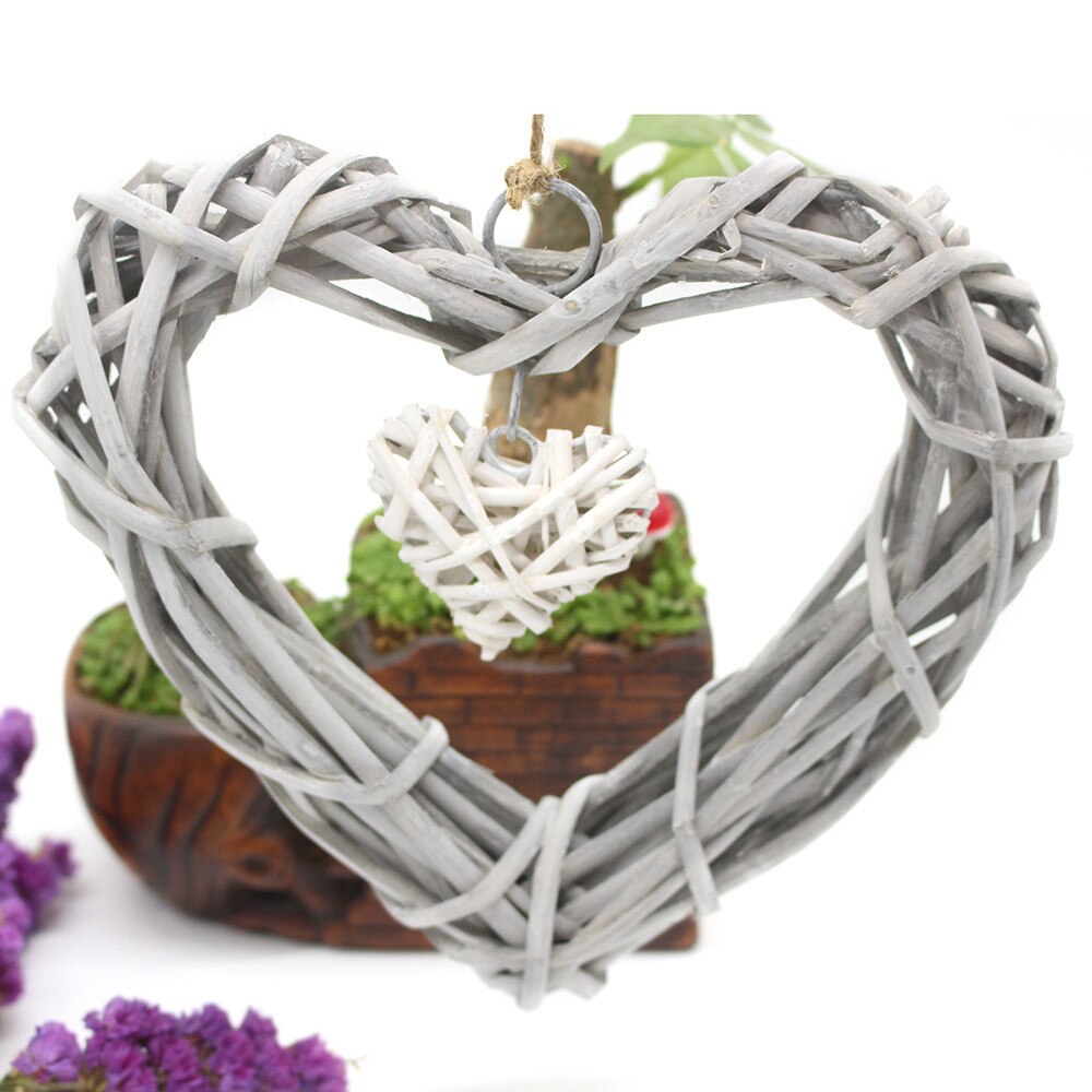 Beautiful Wicker Rattan Hanging Heart Wreath Weddi... – Vicedeal
