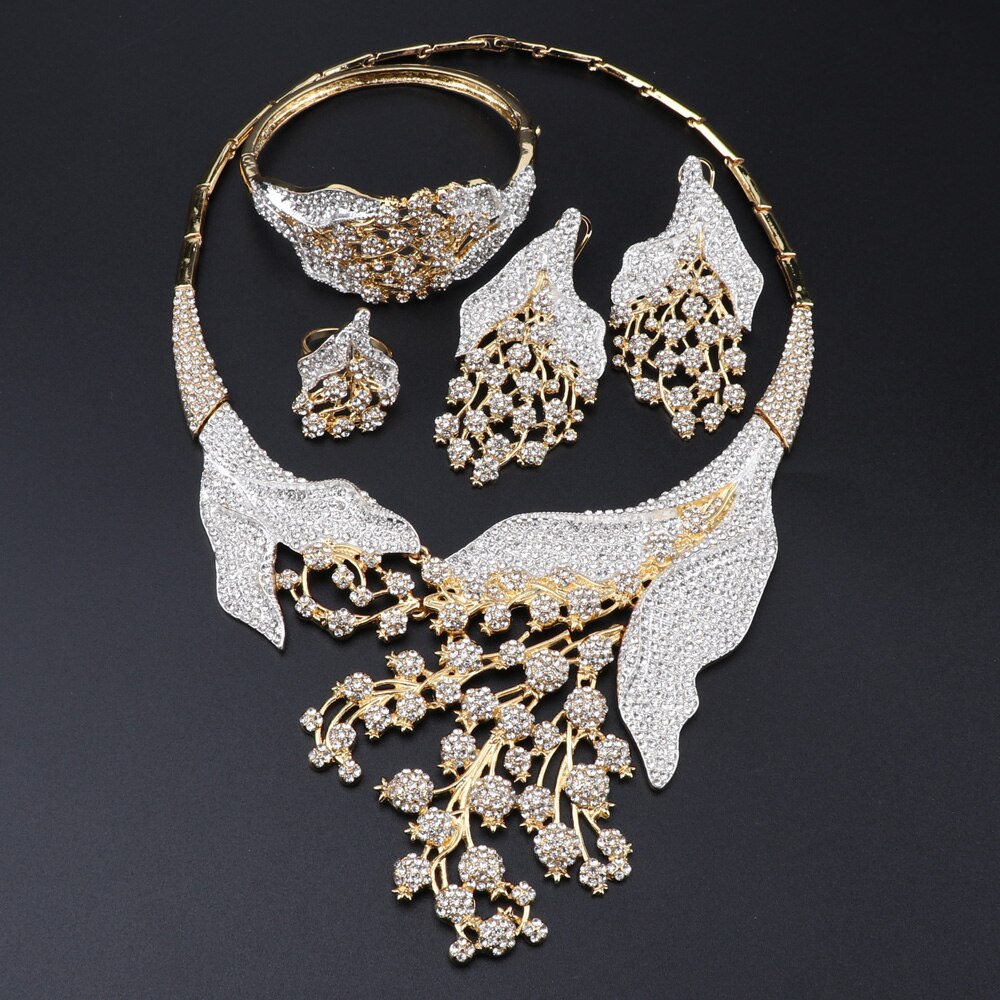 Dubai Gold Necklace Earrings Bracelet Ring Jewelry... – Grandado