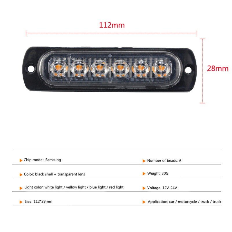 12V 6 Led Strobe Warning Light Strobe Grille Flash... – Grandado