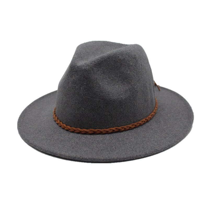 Seioum Wide Flat Brim wool felt Fedoras hats with ... – Grandado