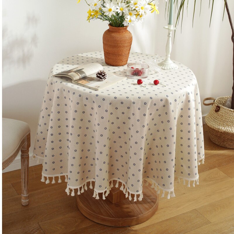 Nordic Simple Round Tablecloth 150 White Tassel Ch... – Vicedeal