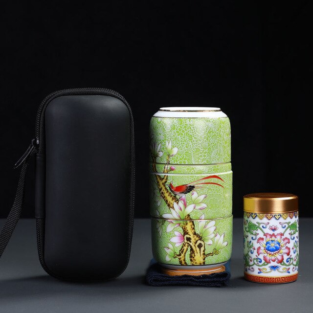 Travel Tea Set Carrying Case Enamel Quick-Pass Cup... – Vicedeal