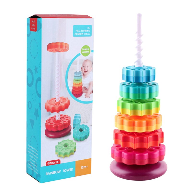 Rainbow Tower Popular Baby Stack Toy Color Spin To... – Grandado