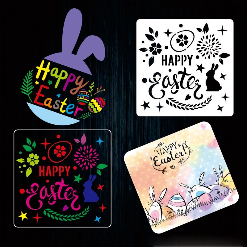 12Sheets DIY Happy Easter Drawing Template Egg Rab... – Grandado