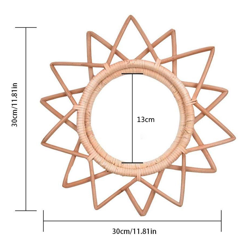 Rattan Round Wall-Mounted Mirror Frame Nordic Natu... – Grandado