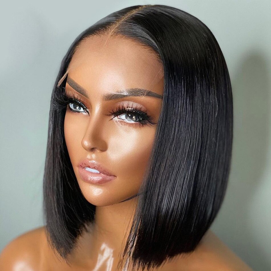 Natural Looking Short Bob Wig Synthetic 4*4Lace Fr... – Grandado