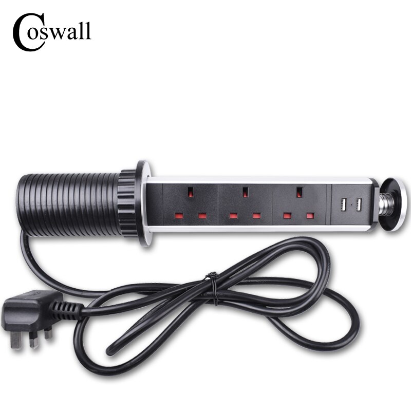 COSWALL 13A PULL POP UP 3 Power Socket 2 USB Charg... – Vicedeal