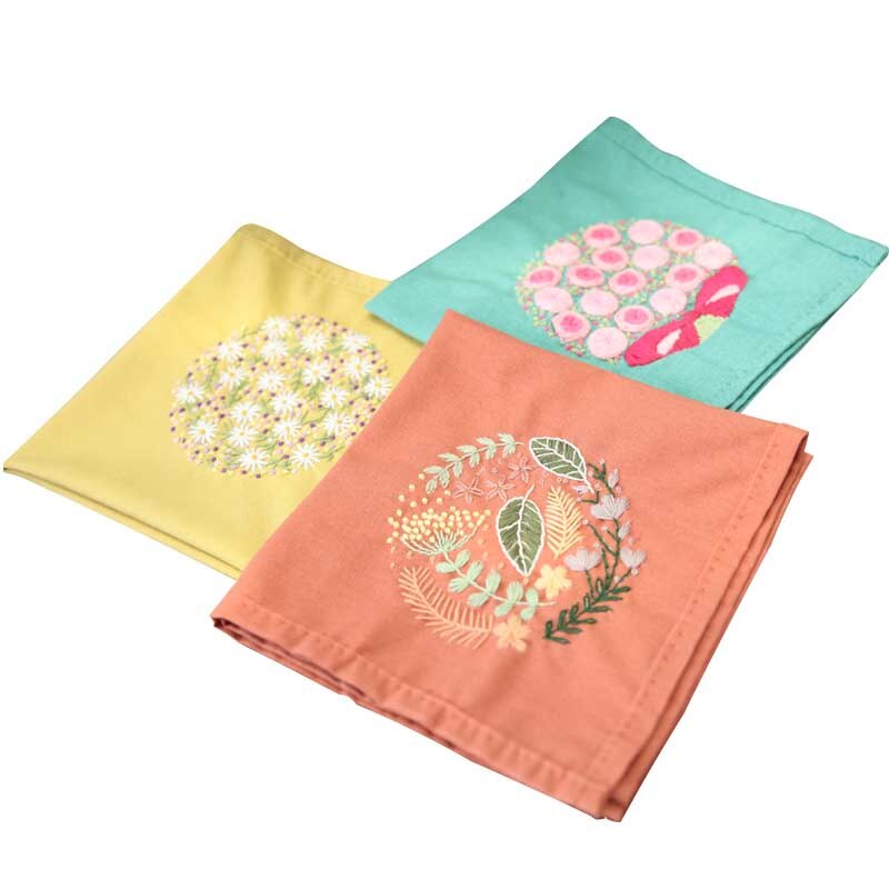 DIY Ribbon Flowers Embroidery Handkerchief Set wit... – Grandado