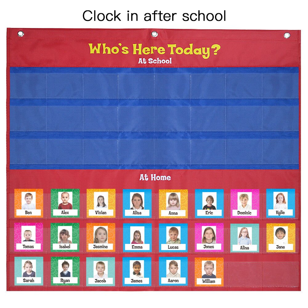 School Classroom Attendance Pocket Chart with 72 C... – Grandado